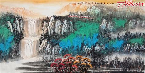 【亦风斋签约画家】著名画家李长田泼墨山水：金秋神韵山水国画原作亦风斋书画【7788收藏】