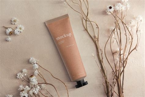 그런 지 배경에 화장품 튜브 병 프리미엄 Psd 파일