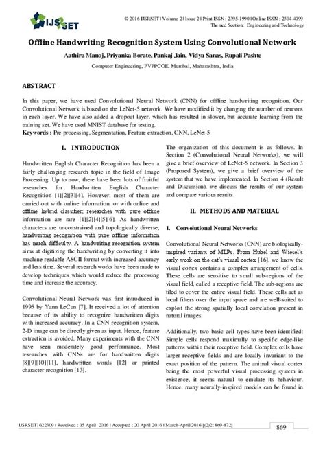 report pdf offline handwriting recognition system using convolutional