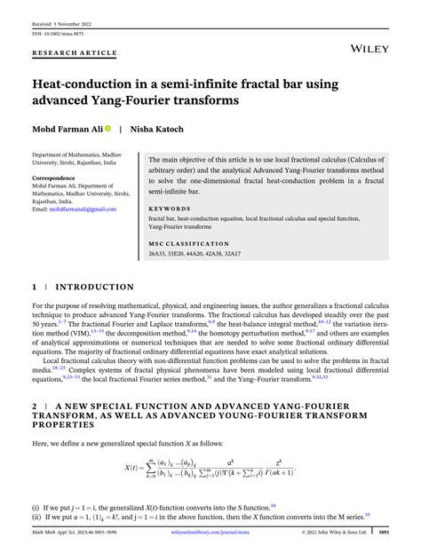 Heat‐conduction In A Semi‐infinite Fractal Bar Using Advanced Yang