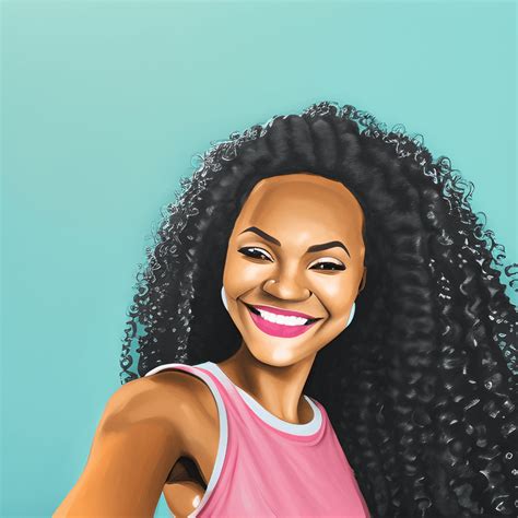 Pretty African American Woman Smiling And Taking A Selfie With Kissy