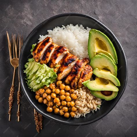 Premium Ai Image Grilled Chicken And Rice Salad With Avocado And