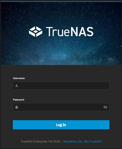 Logging In for the First Time | TrueNAS Documentation Hub