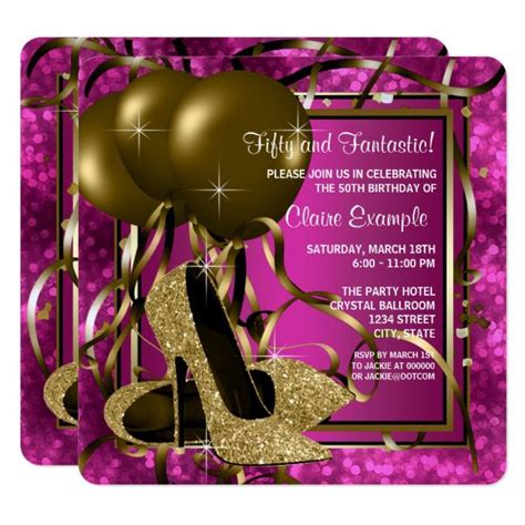 Fabulous 40 Hot Pink Glitter Heels Birthday Party Card Artofit