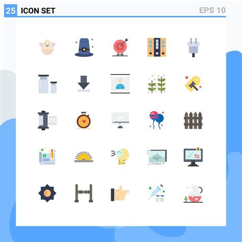 Group Of 25 Flat Colors Signs And Symbols For Connector Finance Dart File Folder Archive