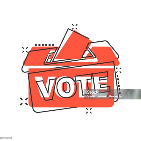 만화 스타일의 선거 유권자 상자 아이콘입니다 투표 제안 벡터 만화 일러스트 그림 스플래시 효과입니다 Referendum에 대한 스톡 벡터 아트 및 기타 이미지 Istock