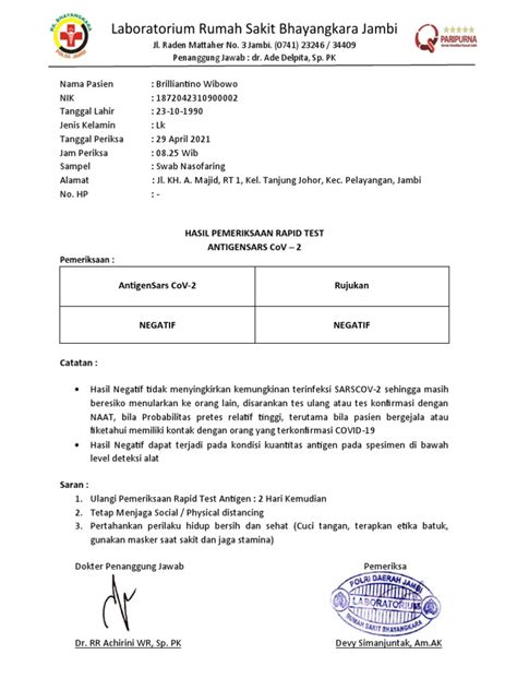 Laboratorium Rumah Sakit Bhayangkara Jambi Pdf