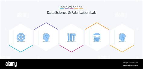 Data Science And Fabrication Lab 25 Blue Icon Pack Including Printing Digital Key Pencil