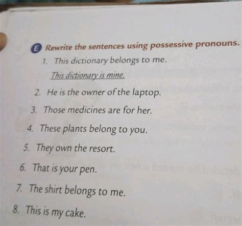 E Rewrite The Sentences Using Possessive StudyX
