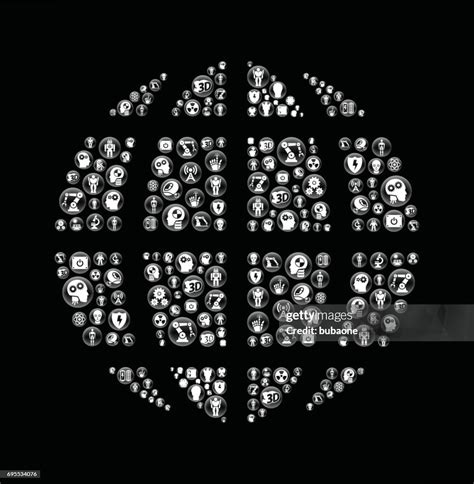 Globe Robots And Robotics Black Vector Button Pattern High Res Vector