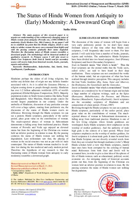 Pdf The Status Of Hindu Women From Antiquity To Early Modernity A