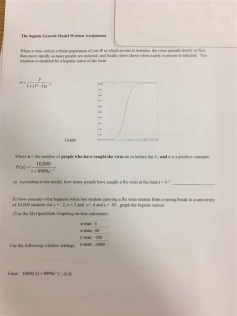 solved the logistic growth model written assignment when a