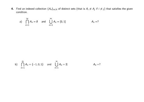 Solved Find An Indexed Collection Anhen Of Distinct Sets