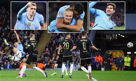 Man City 5 0 Sparta Prague Erling Haaland Scores Twice As Pep