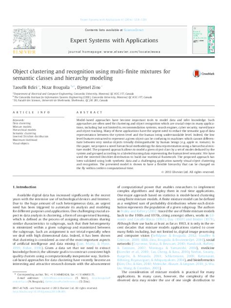 Pdf Object Clustering And Recognition Using Multi Finite Mixtures For