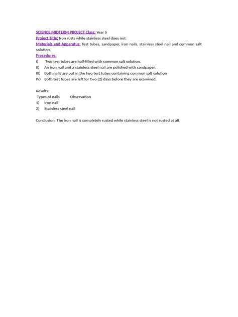 Science Midterm Project Year 5 Pdf