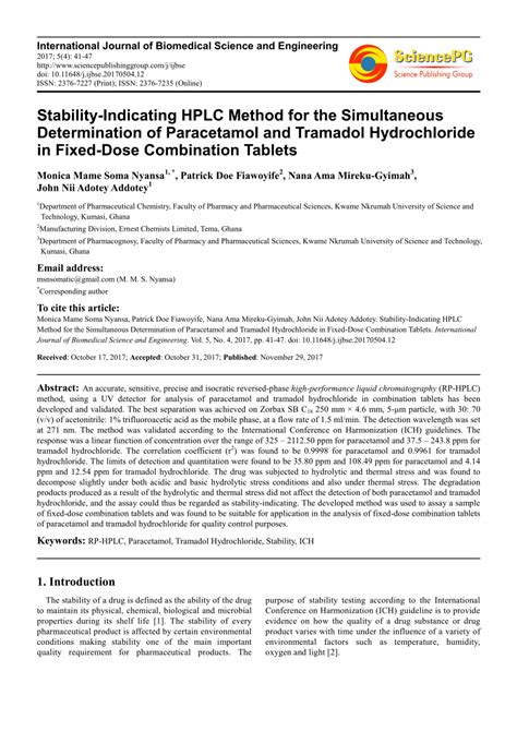Pdf Stability Indicating Hplc Method For The Simultaneous