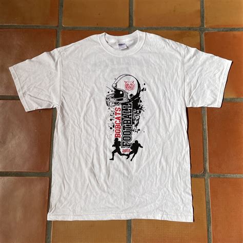 Gildan Heavy Cotton Large White T Shirt Bobcats Footb Gem
