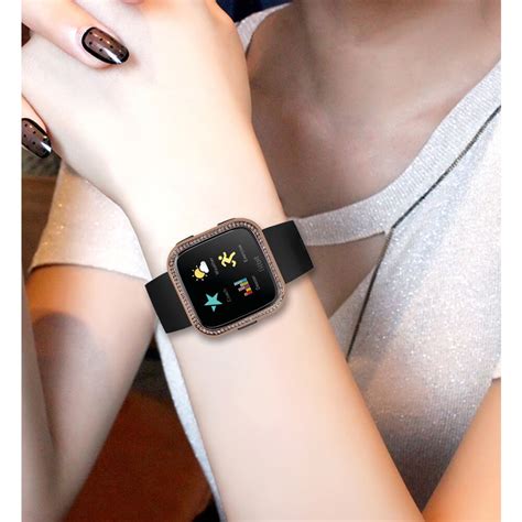 Fitbit Versa Rose Gold Plated Shiny Diamond Metal Bezel
