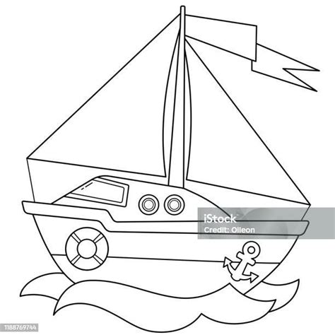 Stock Ilustrace Omalovánky Obrys Kreslené Plachetnice Obrázky Dopravy
