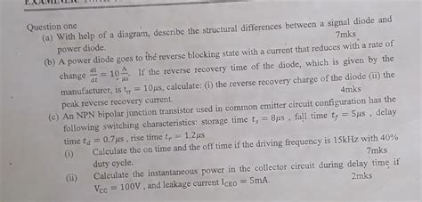 Solved Question One A With Help Of A Diagram Describe The Chegg