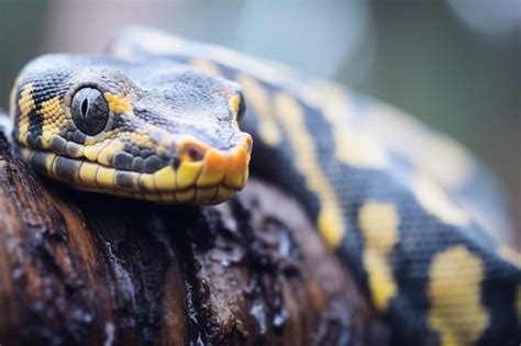 Detalle del ojo de la anaconda en su hábitat natural Foto Premium