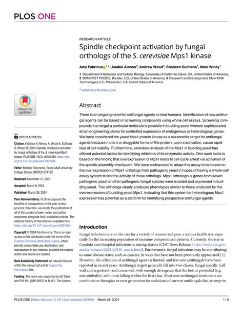 Pdf Spindle Checkpoint Activation By Fungal Orthologs Of The S