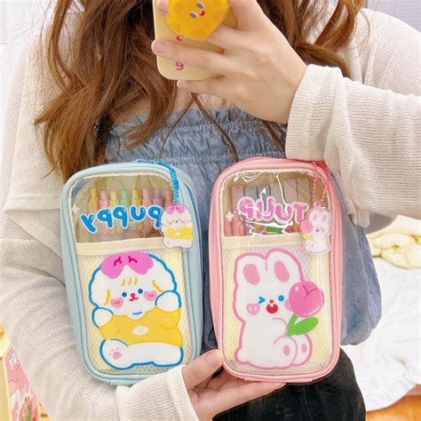 Cartoon Kawaii Large Capacity Pencil Case Student Multi Layer Pencil