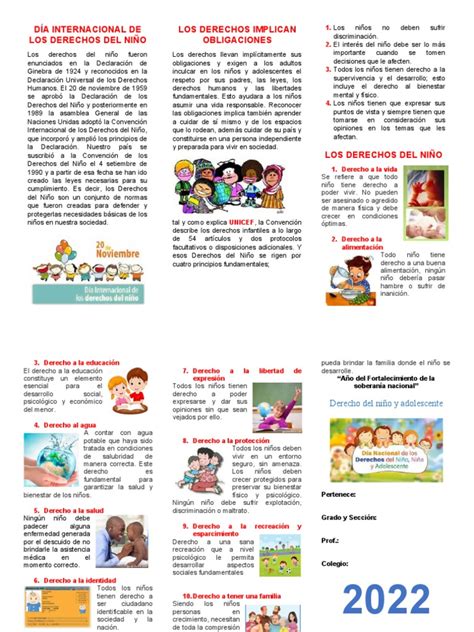 Triptico Derecho Del Niño Pdf Derechos De Los Niños Justicia