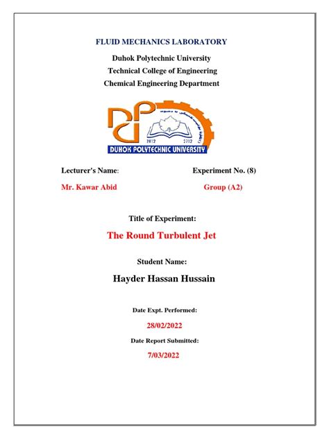 The Round Turbulent Jet Fluid Exp 7 Pdf Turbulence Jet Engine