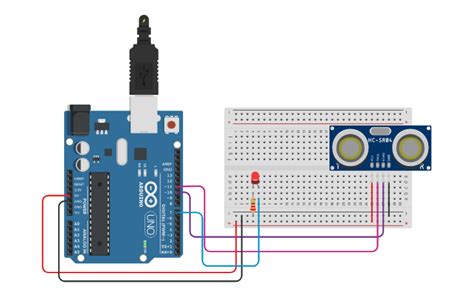 Circuit Design Sensor De Distancia Con Led Tinkercad