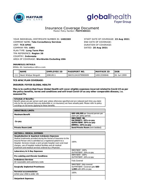 Coverage Document Pdf Insurance Hospital