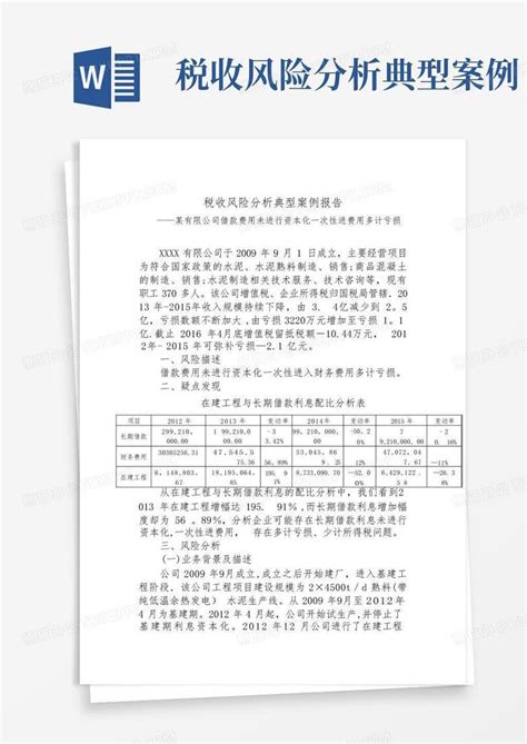 税收风险分析典型案例word模板下载编号lpkbgvjy熊猫办公