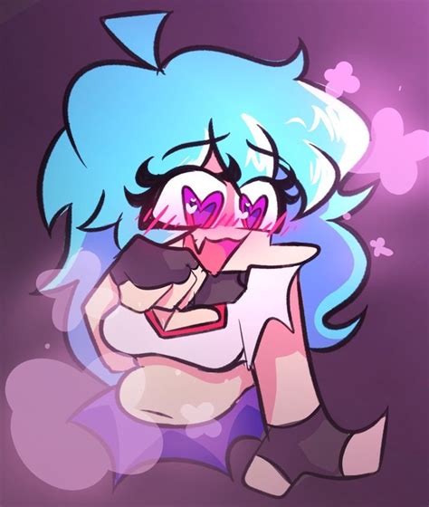 Anime Character With Blue Hair And Pink Eyes