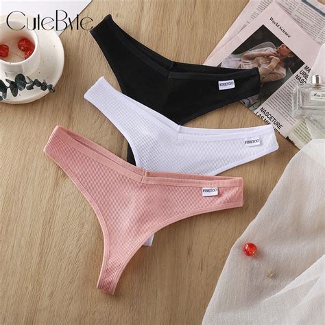 Cute Byte Cotton Thongs Women Sexy V Waist G String Comfortable Striped Thong Panties Women T