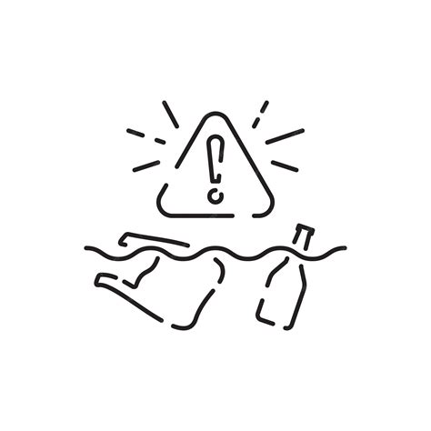 Icône De Pollution De Leau En Style Ligne Sur Fond Blanc Signe