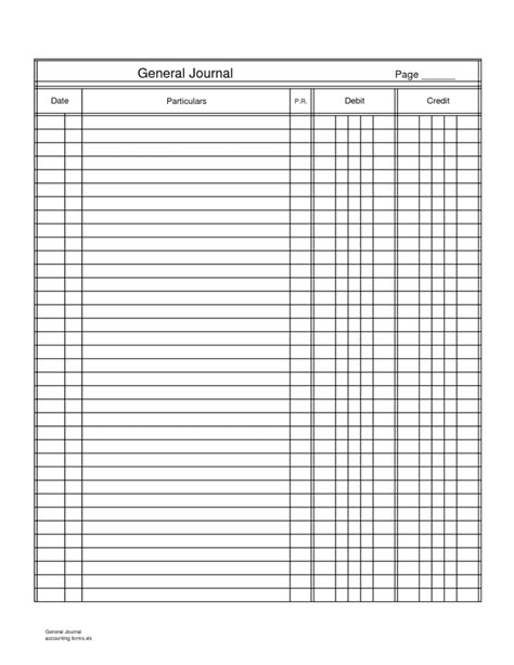 Free Printable General Journal Form Printable Forms Free Online
