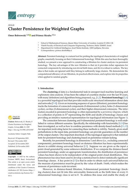 Pdf Cluster Persistence For Weighted Graphs