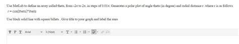 Solved Use Matlab To Define An Array Called Theta From 21