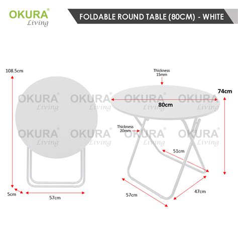 Okura Set Of Foldable Round Table Foldable Stool Portable Dining