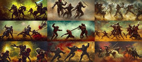 Combat Scene Gladiator Astronauts Swords Fractal Stable