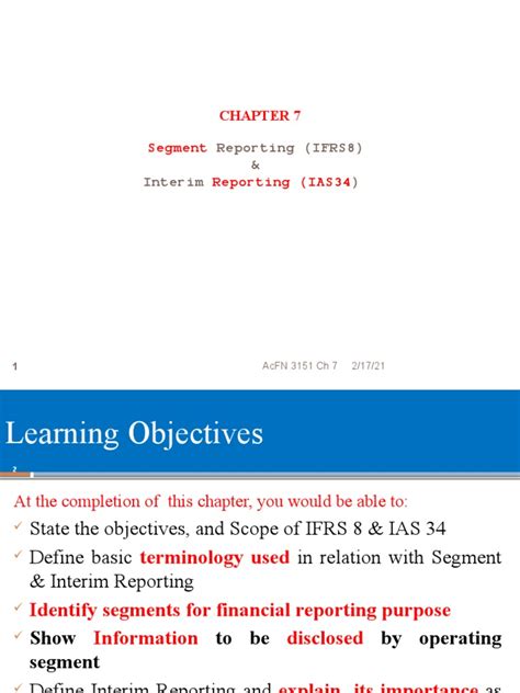 Acfn 3151 Ch 7 Segment Reporting And Interim Reporting Ifrs 8 And