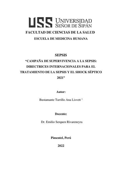 Sepsis Campa A De Supervivencia A La Sepsis Ana Lisvett Bustamante