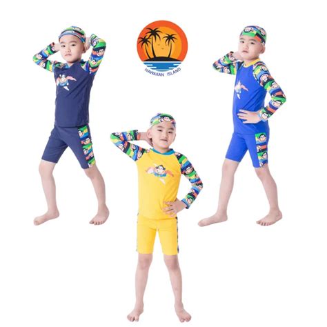 Tbl ชุดว่ายน้ำเด็กผู้ชาย ชุดว่ายน้ำเด็ก 2 ชิ้น เสื้อแขนยาวกางเกงขาสั้น รุ่น37016 Th