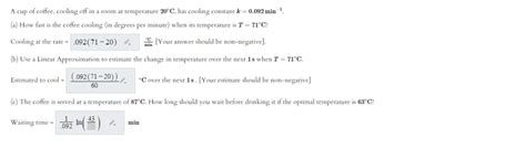 Solved A Cup Of Coffee Cooling Off In A Room At Temperature