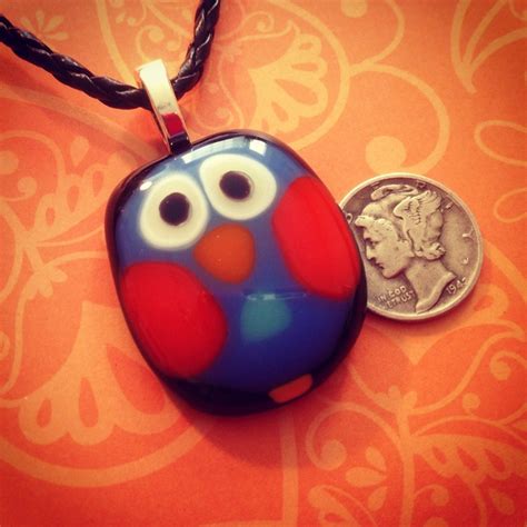 Little Owl Fused Glass Pendant Fused Glass Jewelry Fused Glass