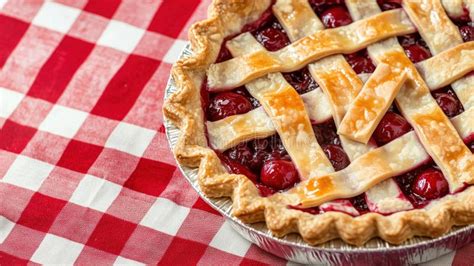 Cherry Pie For Pi Day Celebration A Vibrant Cherry Pie Topped With