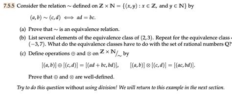 Solved 5 Consider The Relation ∼ Defined On Z×n Xyx∈z