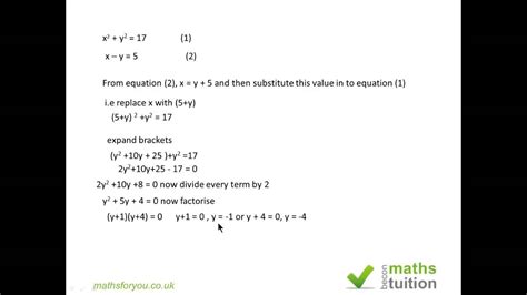 Simultaneous Equations Igcse Gcse Exam Question And Revision Guide