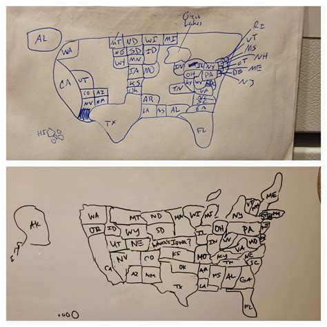 My Wife And I Both Tried To Draw A Map Of The US From Memory R